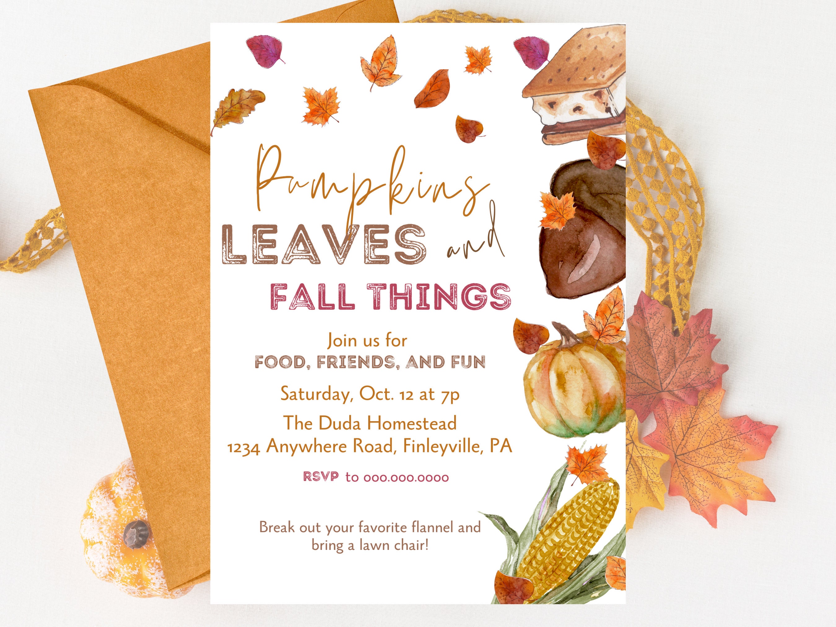 Fully EDITABLE INSTANT DOWNLOAD Canva Template Fall Party - Etsy