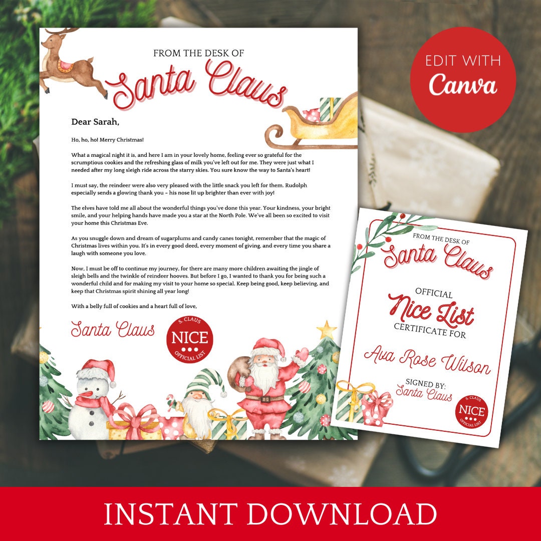 Editable Letter From Santa, North Pole Mail, From the Desk of Santa ...