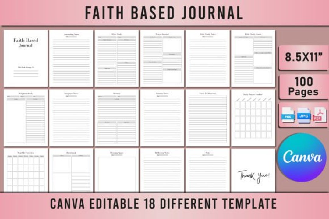 Editable Faith Based Journal for Canva - Etsy