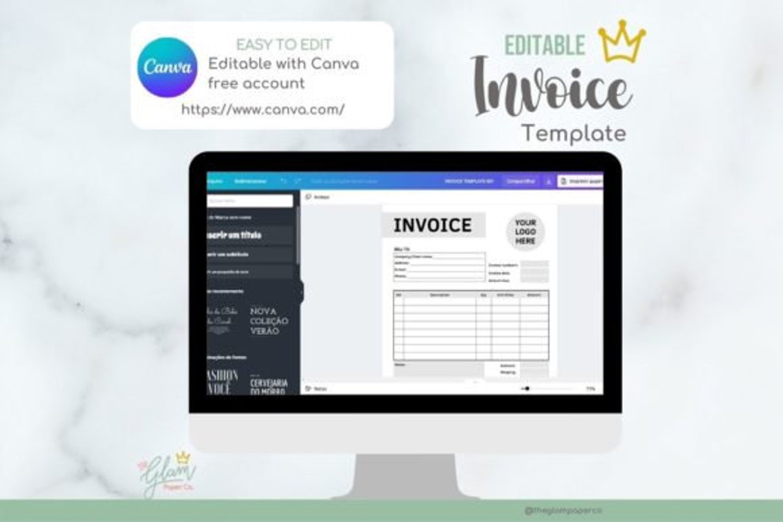 Editable Invoice Template | Canva Template - Etsy