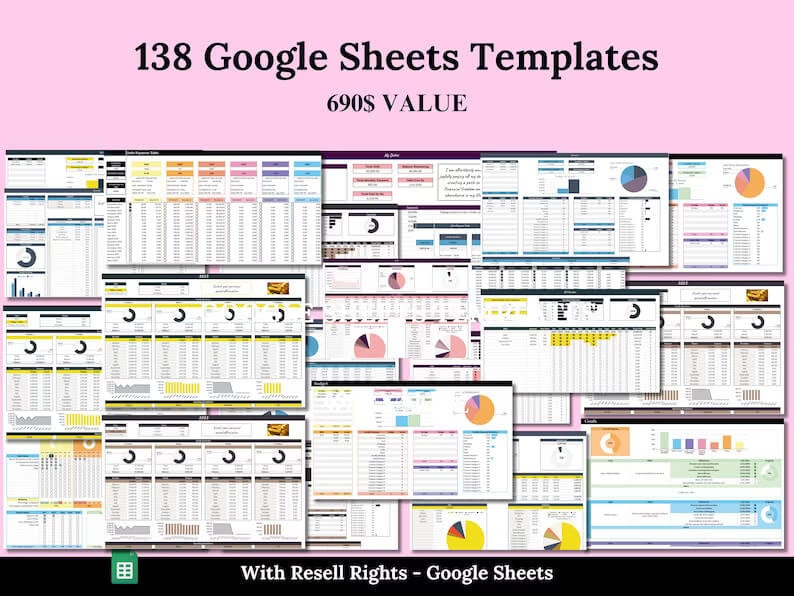 84 Google Sheets Template Pack | Kdp Interior | Digital Download ...