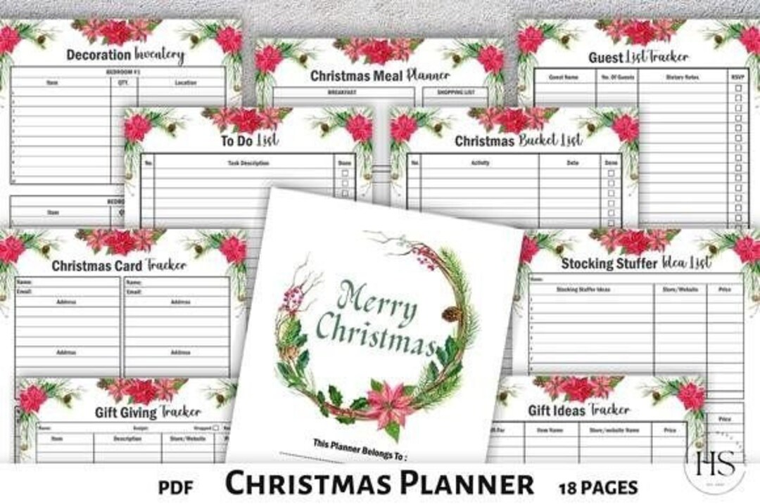 Printable Christmas Planner Bundle, Holiday Organizer Pages, Printable ...