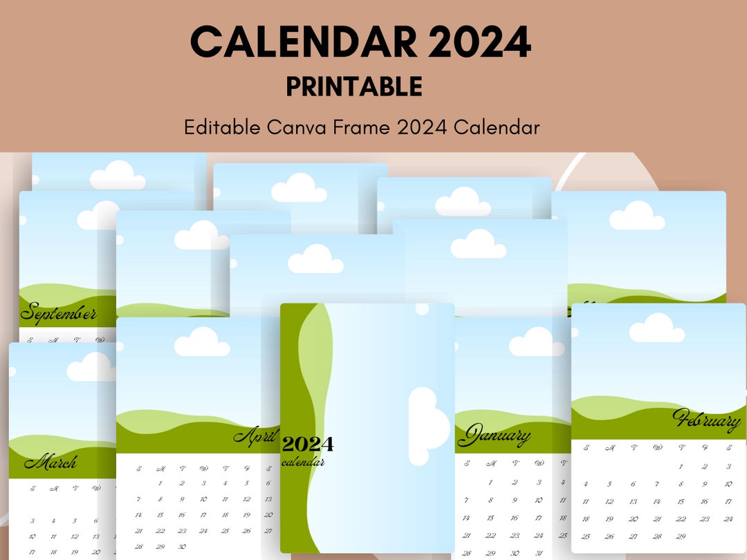 Editable Canva Frame 2024 Calendar - Etsy
