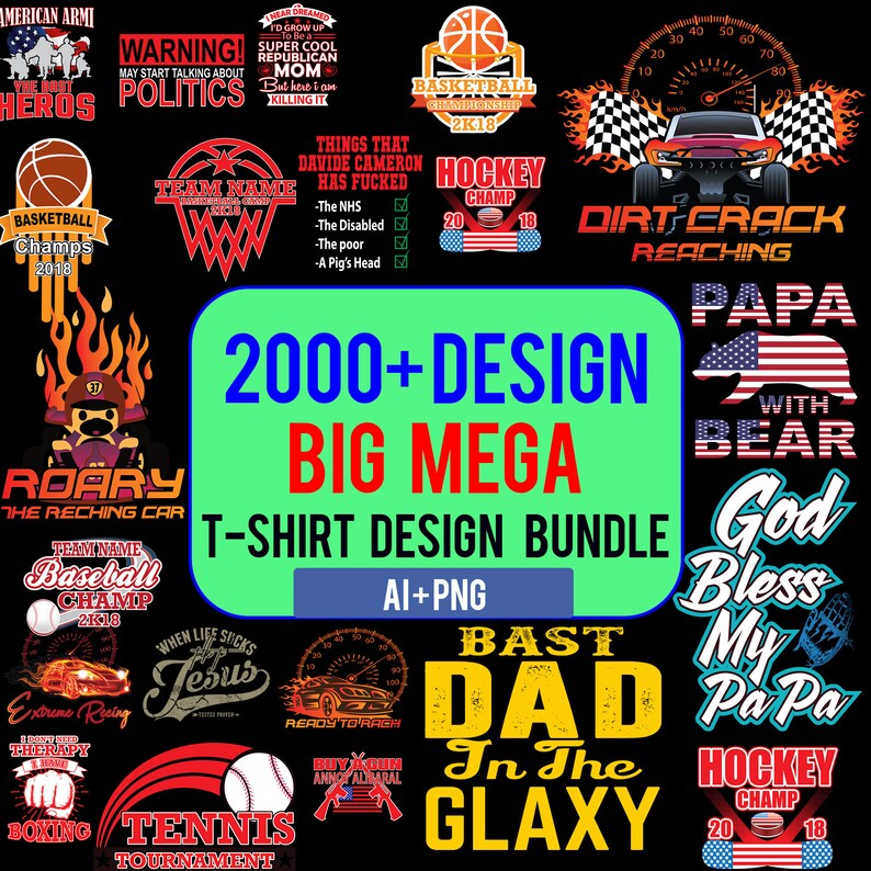 2000+ Big Mega T-shirt Design Bundle, Png Image T-shirt, the Big Bundle ...