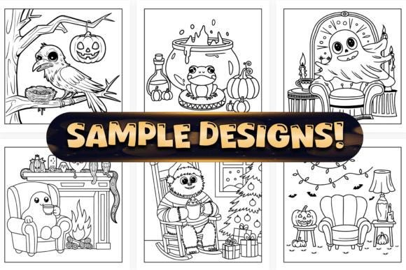 Spooky Hygge Coloring Pages | 90+ Cute & Cozy Halloween Pages | Set One ...