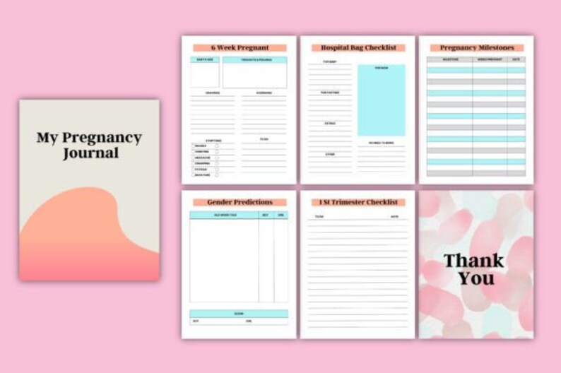 My Pregnancy Journal Canva Template | Baby Birth Planner | Expecting ...