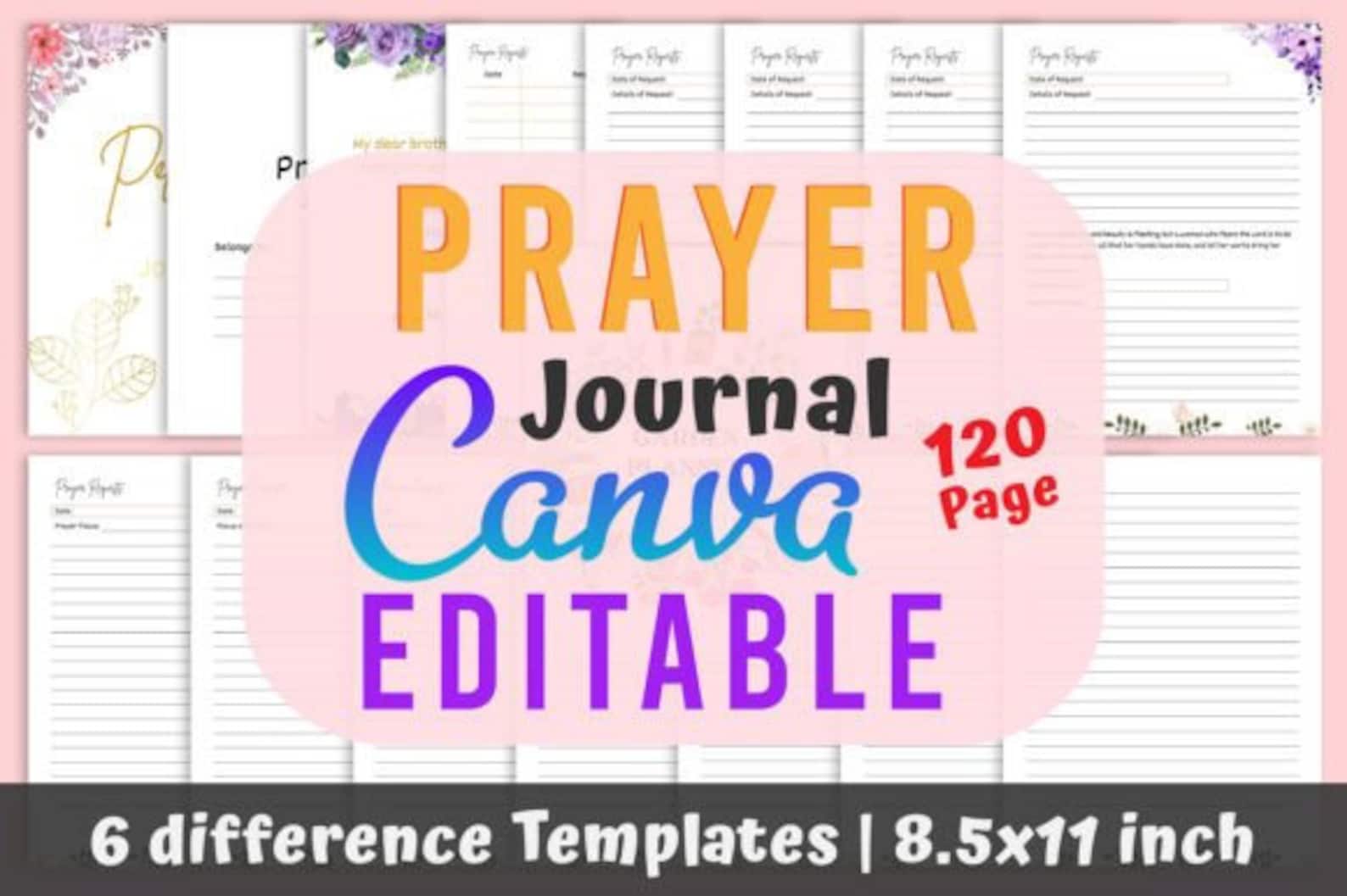 Editable Prayer Journal Canva KDP, Printable Bible Study Journal ...
