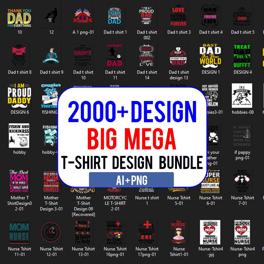 2000+ Big Mega T-shirt Design Bundle, Png Image T-shirt, the Big Bundle ...