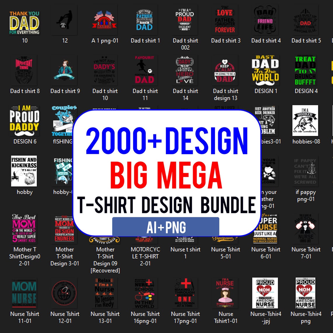 2000+ Big Mega T-shirt Design Bundle, Png Image T-shirt, the Big Bundle ...