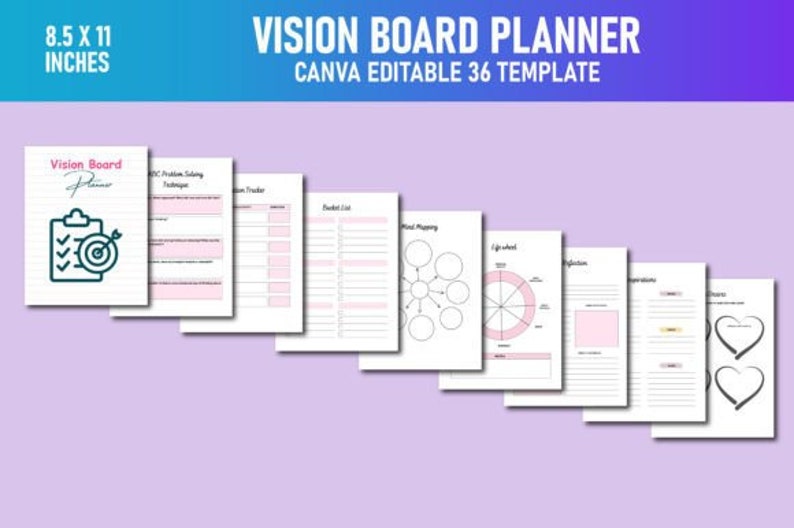Vision Board Planner Canva KDP - Etsy