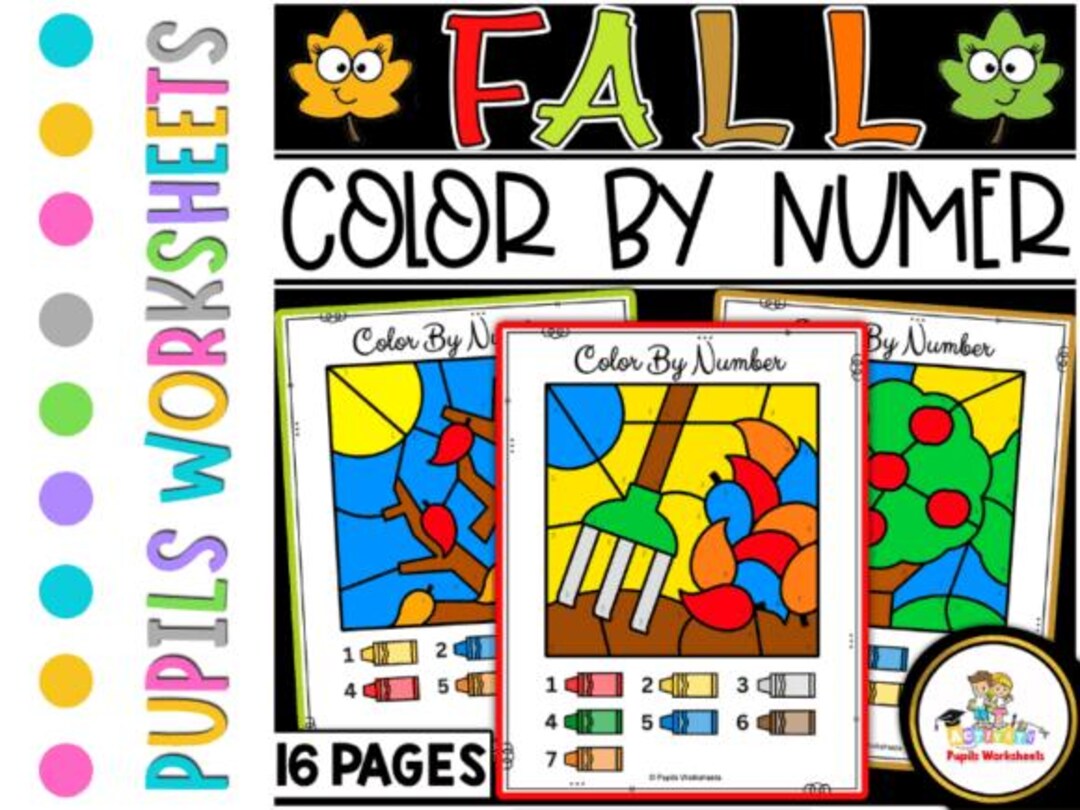 Fall Color by Number for Kindergarten Easy Autumn Color by Number - Etsy