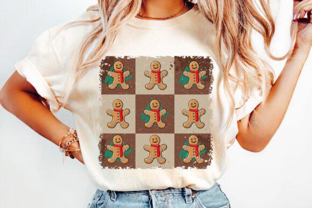 Retro Checkered Gingerbread Man PNG, Trendy Distressed Christmas PNG ...