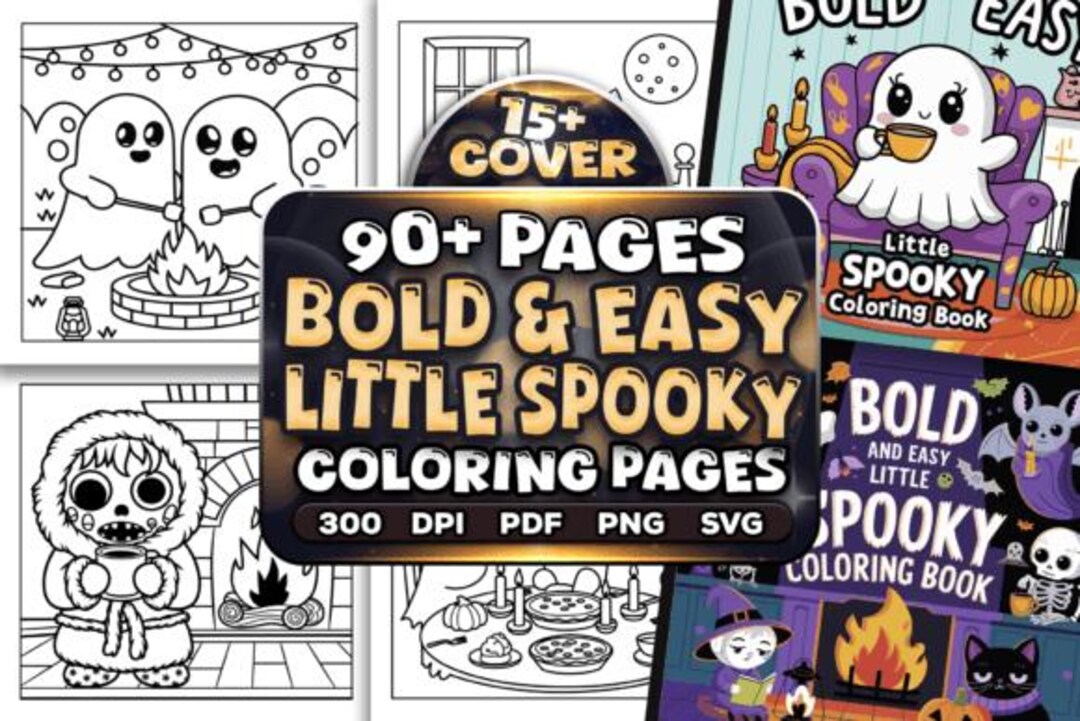 Spooky Hygge Coloring Pages | 90+ Cute & Cozy Halloween Pages | Set One ...