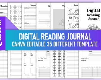 2024 Editable Canva Reading Journal Template | Editable Digital Reading ...