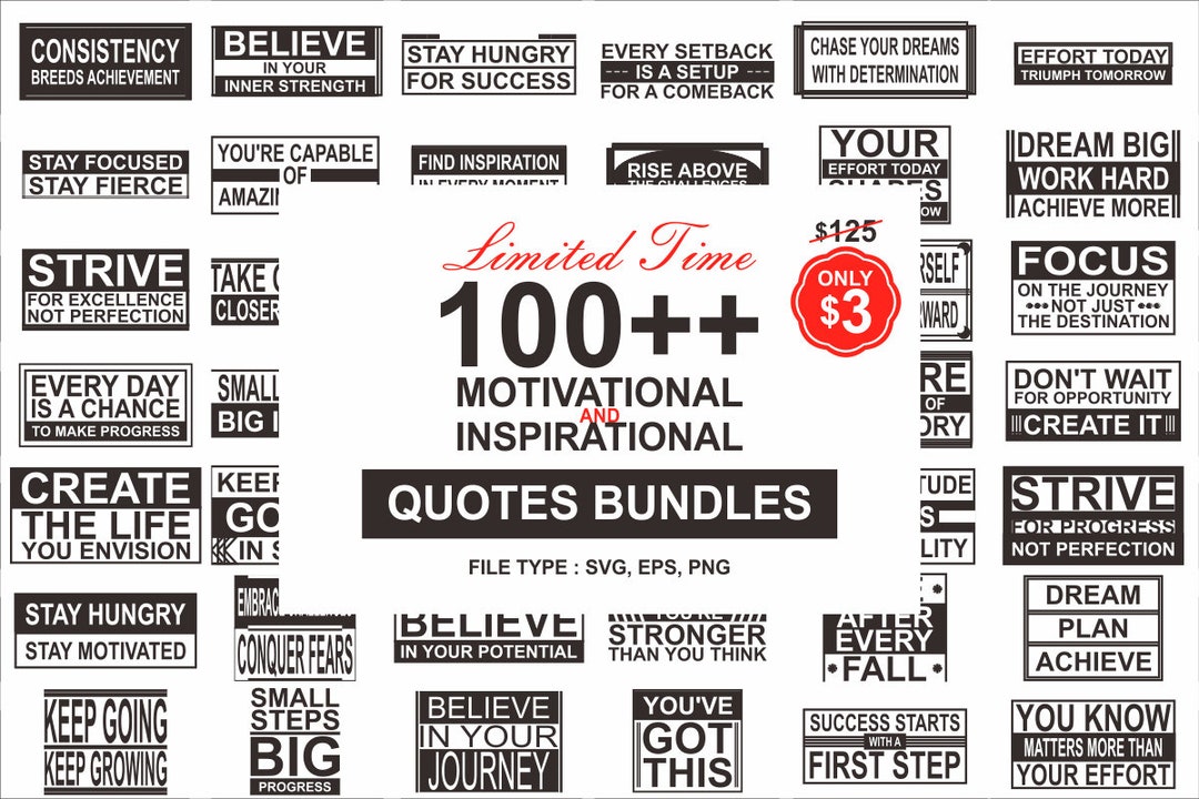 Motivational and Inspirational Quotes Bundle, Printable Motivational ...