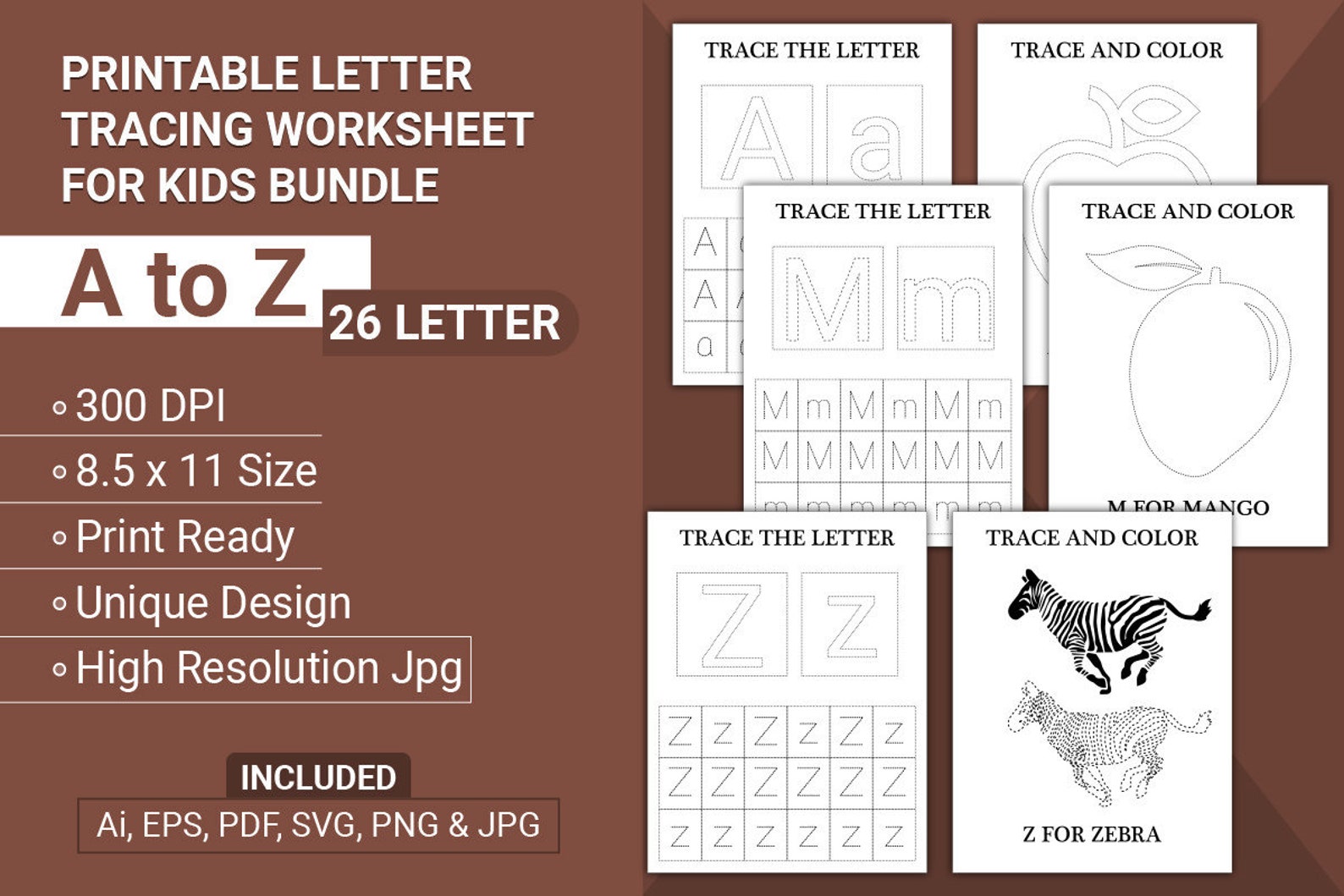 Letter Tracing and Coloring Workbook Bundle - Etsy