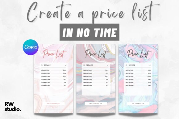 Color Price List Canva Template - Etsy