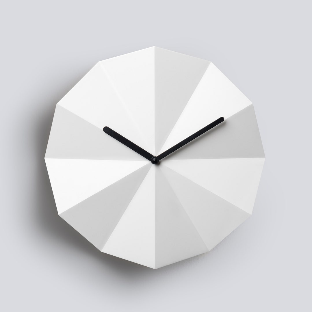 Delta Clock White Minimalist Wooden Wall Clock White MDF Modern Home ...