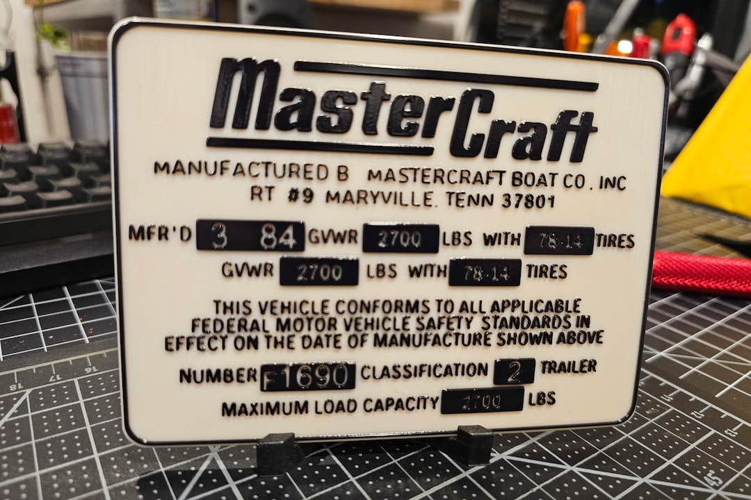 Mastercraft Stars and Stripes Trailer Replacement Data Placard. - Etsy