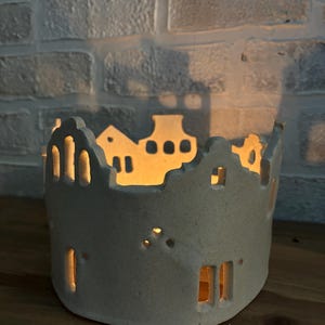 Ceramic Carved Cityscape Luminary Table Centerpiece - Etsy
