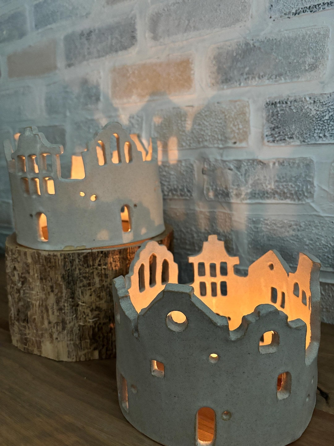 Ceramic Carved Cityscape Luminary Table Centerpiece - Etsy