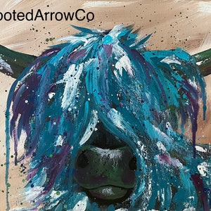 Highland Cow "edith" Acrylic on Canvas - Etsy
