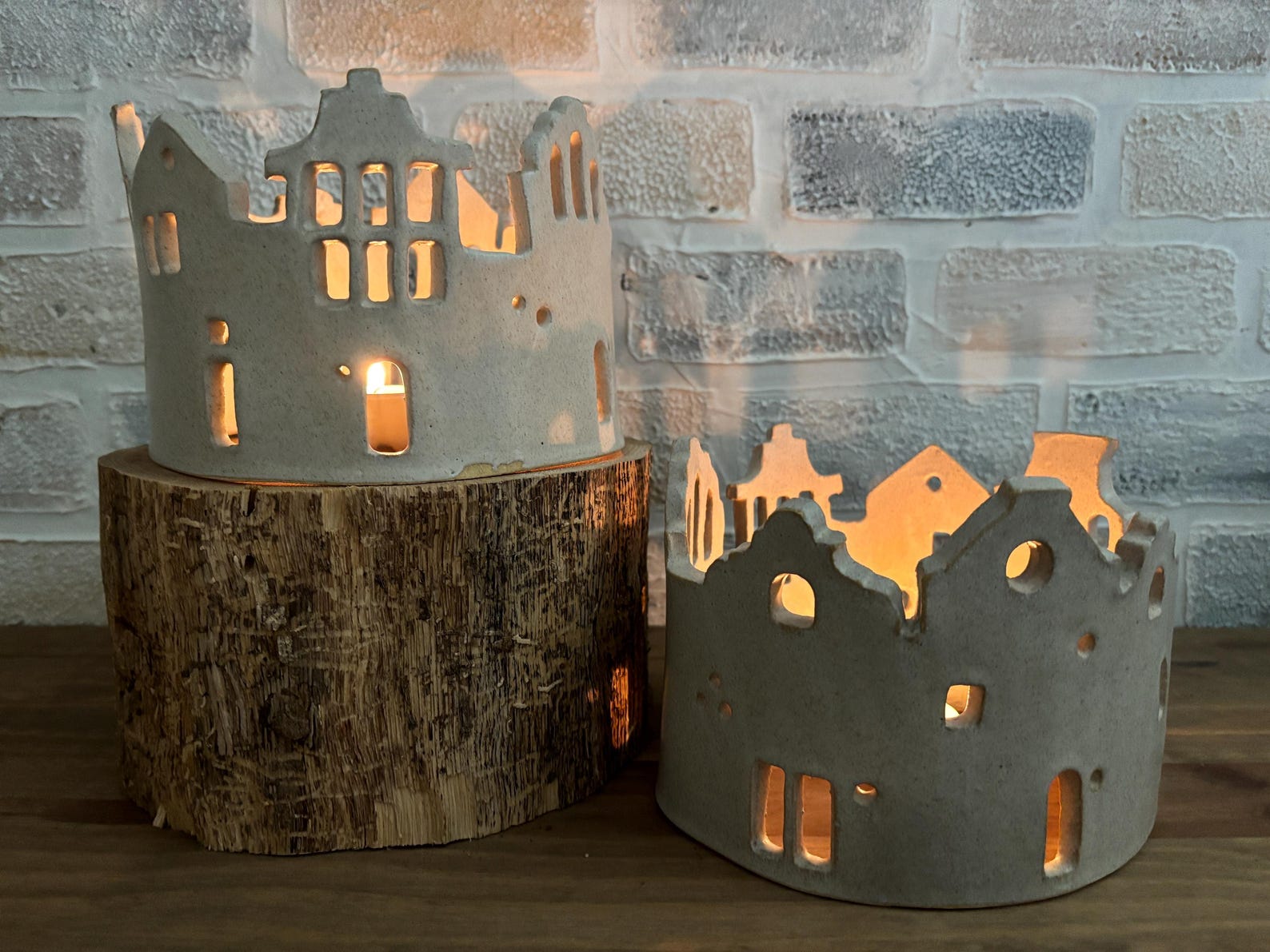 Ceramic Carved Cityscape Luminary Table Centerpiece - Etsy