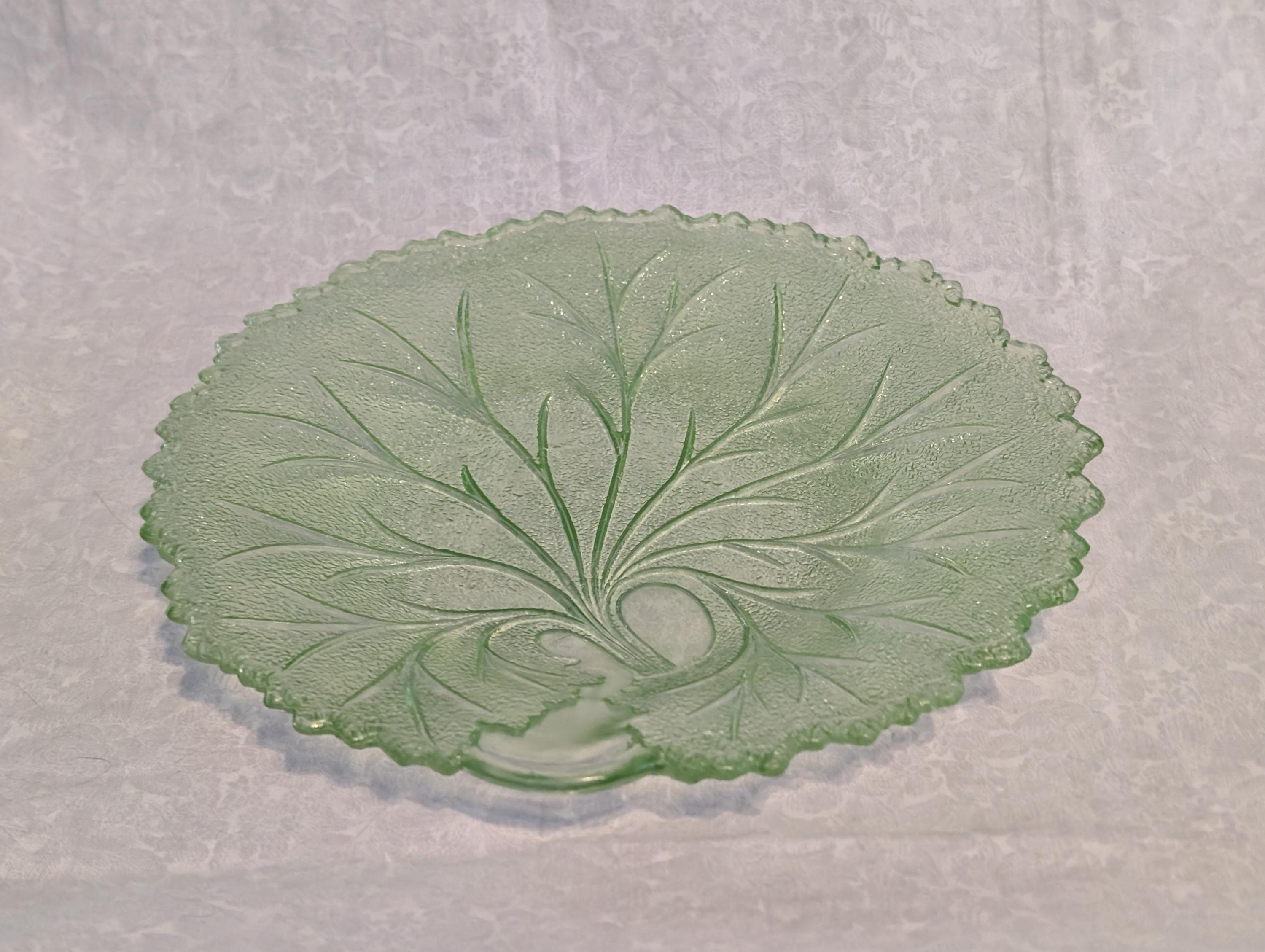 Pebble Leaf Uranium Glass Plate - Etsy