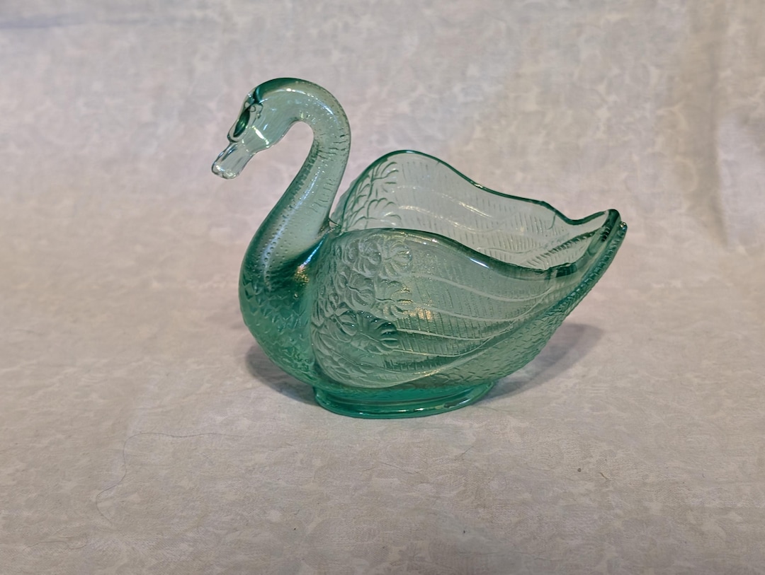 Fenton Glass Pre Logo Iridescent Uranium Swan - Etsy