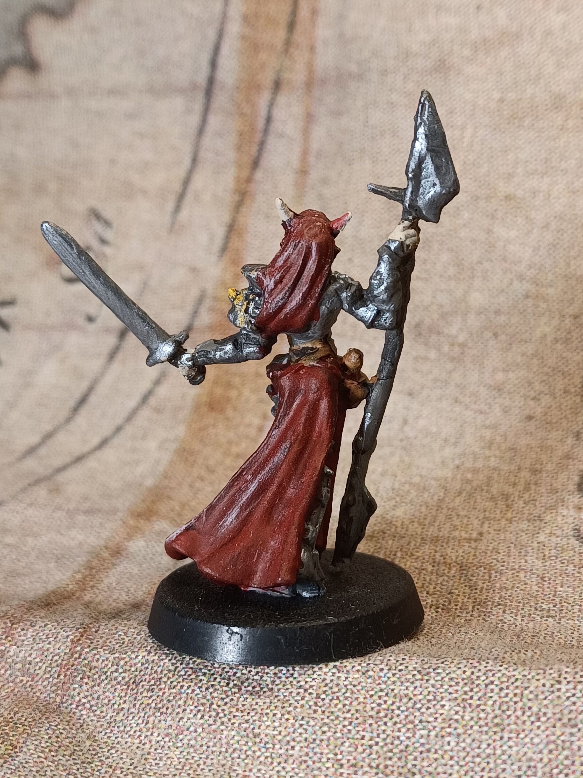 Tiefling Fighter (female, Sword/spear, Platemail) - Hand Painted D&d/pathfinder/ttrpg Miniature ...