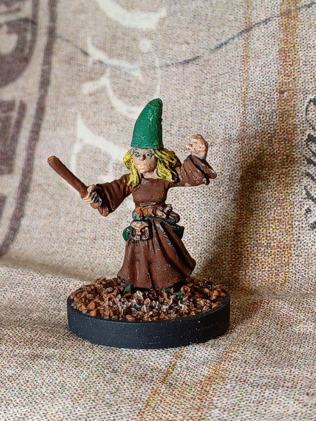 Witch/wizard brown Robe W/ Wand Hand Painted D&d/pathfinder/ttrpg ...