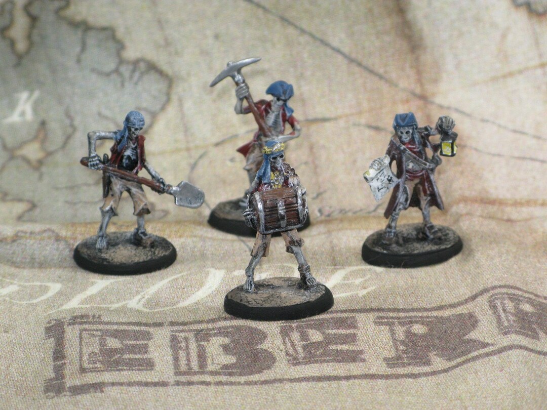 Pirate Skeletons Treasure Crew set of 4 Hand Painted D&d/pathfinder ...