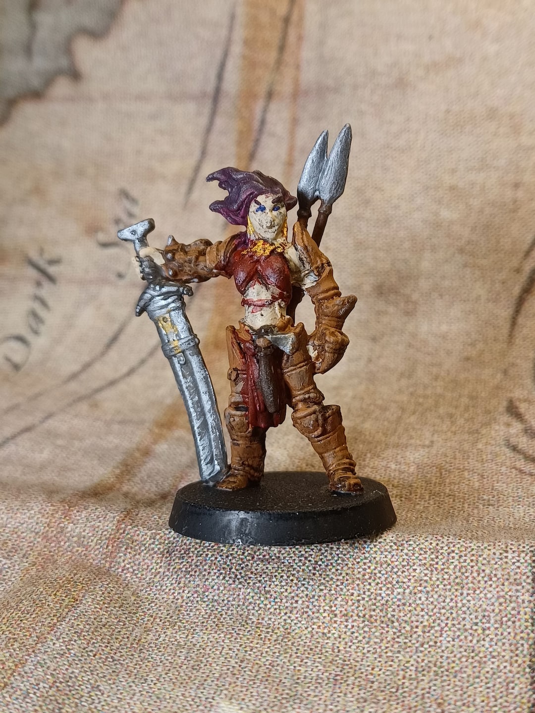Fighter (female, Broad Sword, Leather Armor) - Hand Painted D&d ...