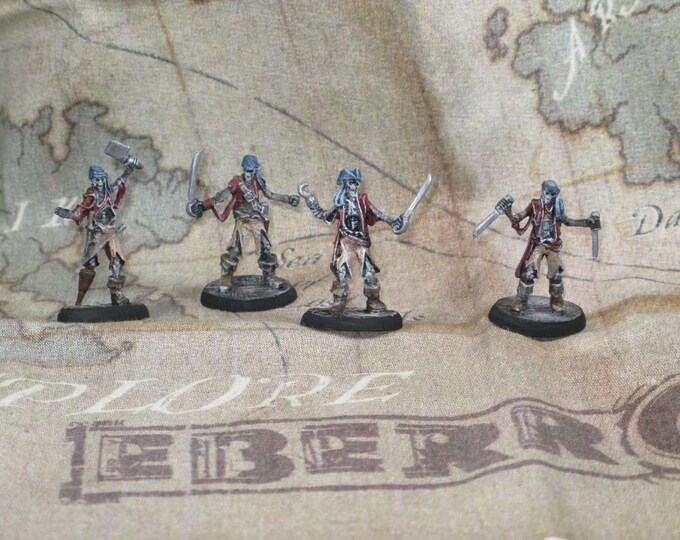 Pirate Skeletons Captain and Boarding Crew set of 4 Hand Painted D&d ...