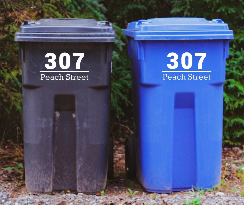 Trash Can Decal | Address Garbage Can Sticker | Trash Bin Outdoor Label ...