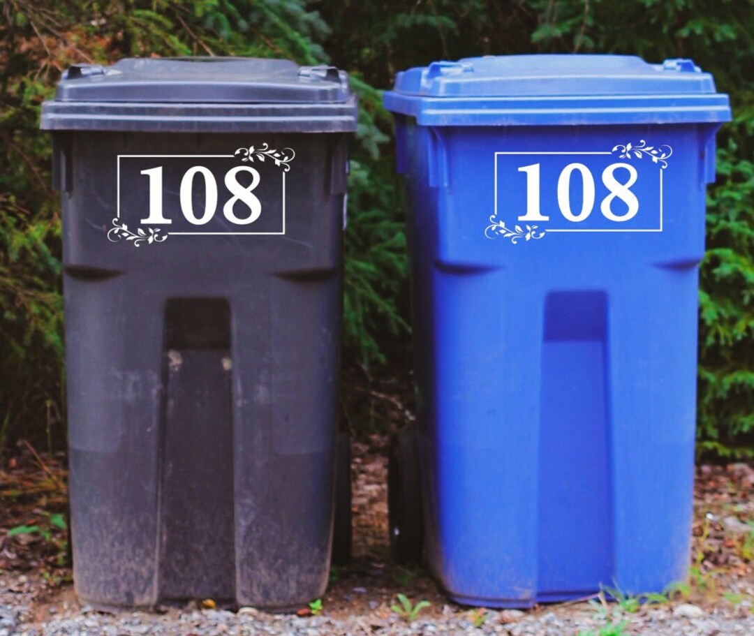 Trash Can Decal | Address Garbage Can Sticker | Trash Bin Outdoor Label ...