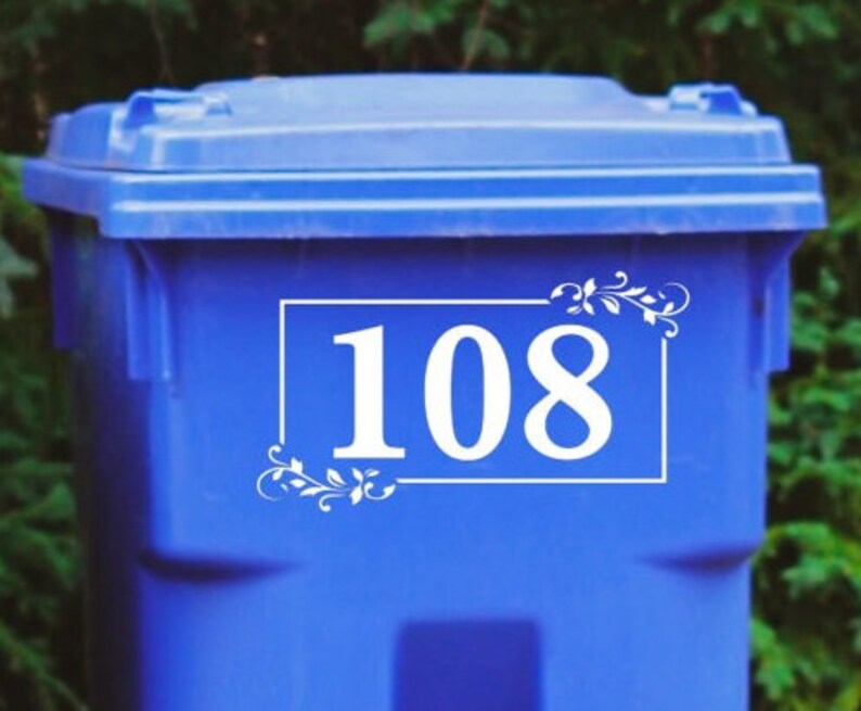 Trash Can Decal | Address Garbage Can Sticker | Trash Bin Outdoor Label ...