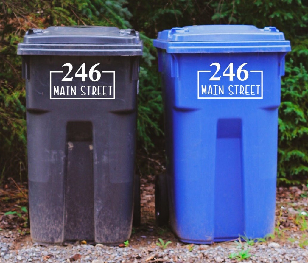 Trash Can Decal | Address Garbage Can Sticker | Trash Bin Outdoor Label ...