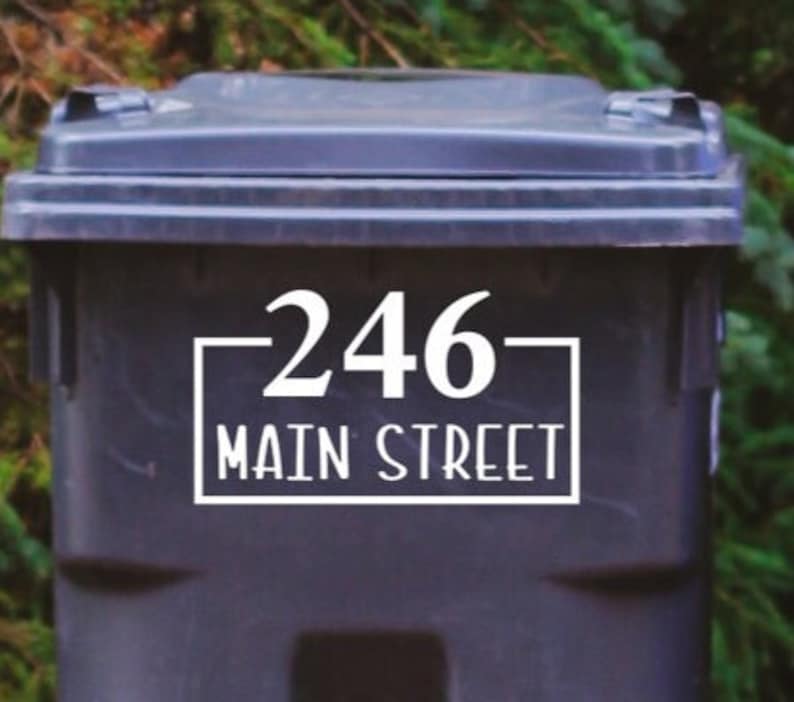 Trash Can Decal | Address Garbage Can Sticker | Trash Bin Outdoor Label ...