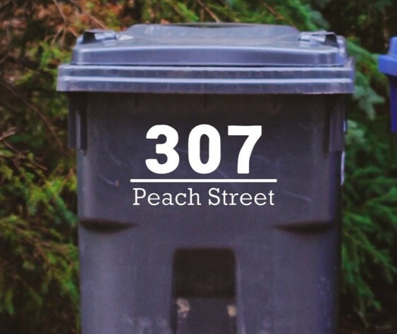Trash Can Decal | Address Garbage Can Sticker | Trash Bin Outdoor Label ...