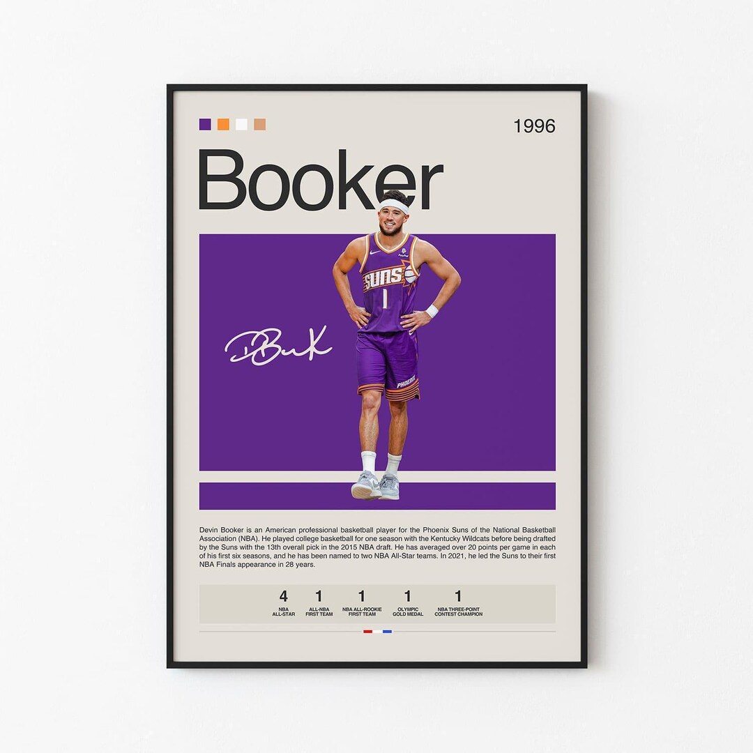 Devin Booker Poster, Phoenix Suns Poster,nba Poster, Sports Poster, Mid ...