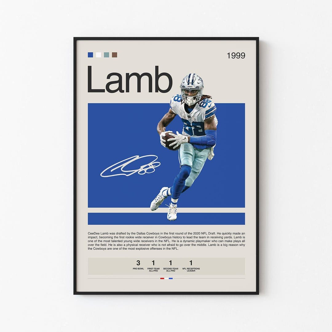 Ceedee Lamb Poster, Dallas Cowboys Print, NFL Poster, Sports Poster ...