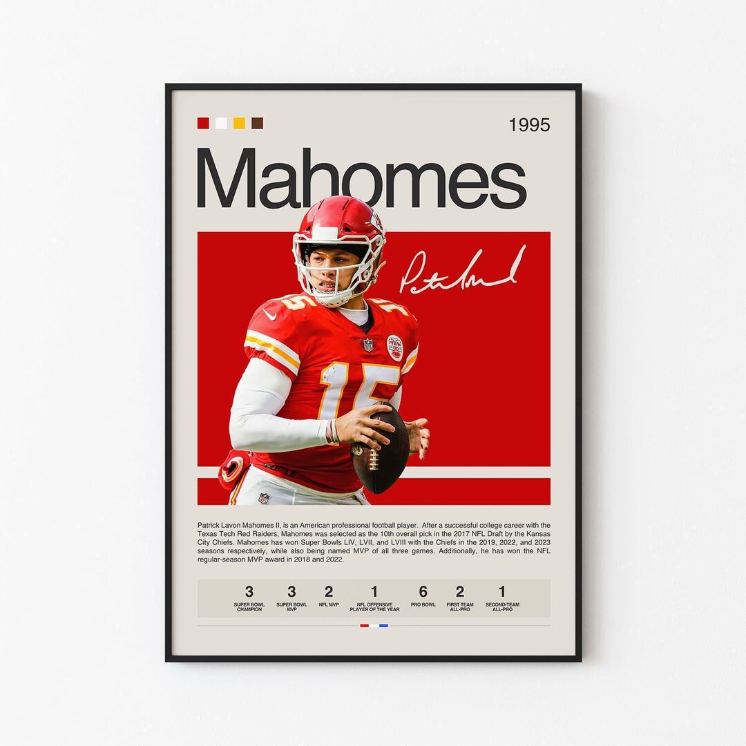 Patrick Mahomes Poster, Kansas City Chief Poster, NFL Poster Print ...