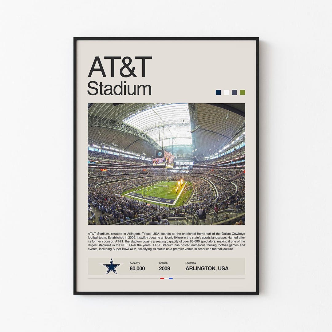 AT&T Stadium Poster ,dallas Cowboys Print ,sports Poster, Mid Century ...