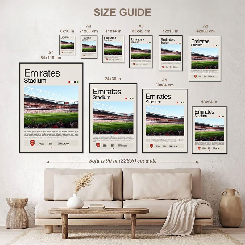 Emirates Stadium Poster ,arsenal FC Prints,mid Century Modern,sports ...