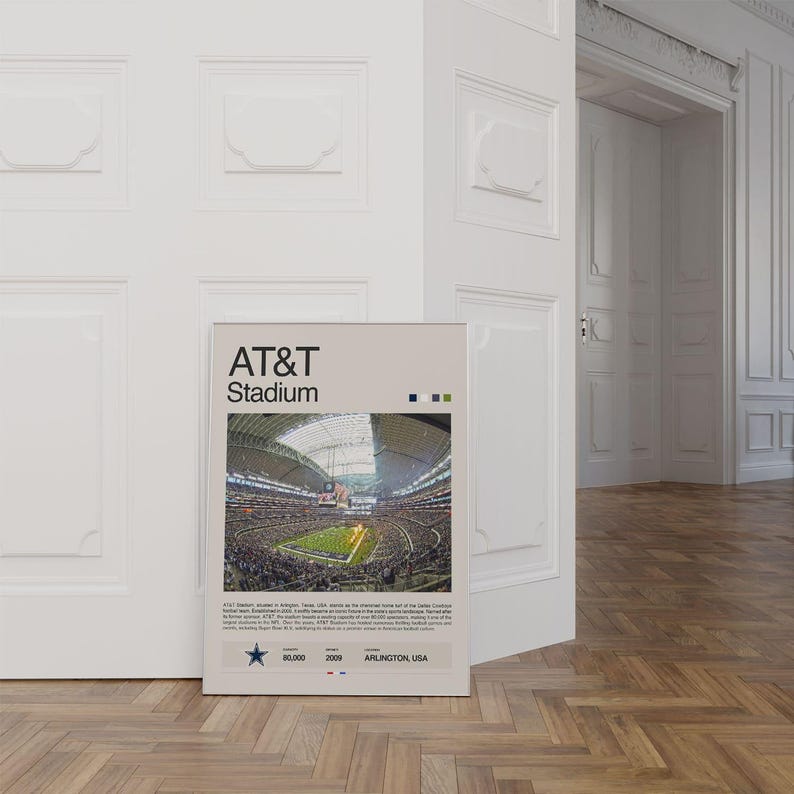 AT&T Stadium Poster ,dallas Cowboys Print ,sports Poster, Mid Century ...