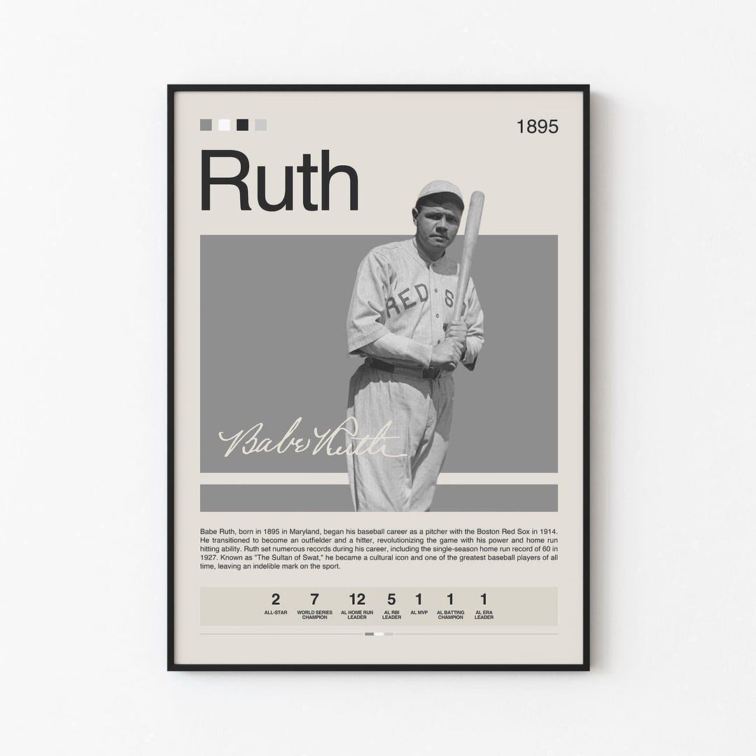Babe Ruth Poster, New York Yankees, Yankees Print, Baseball Prints ...