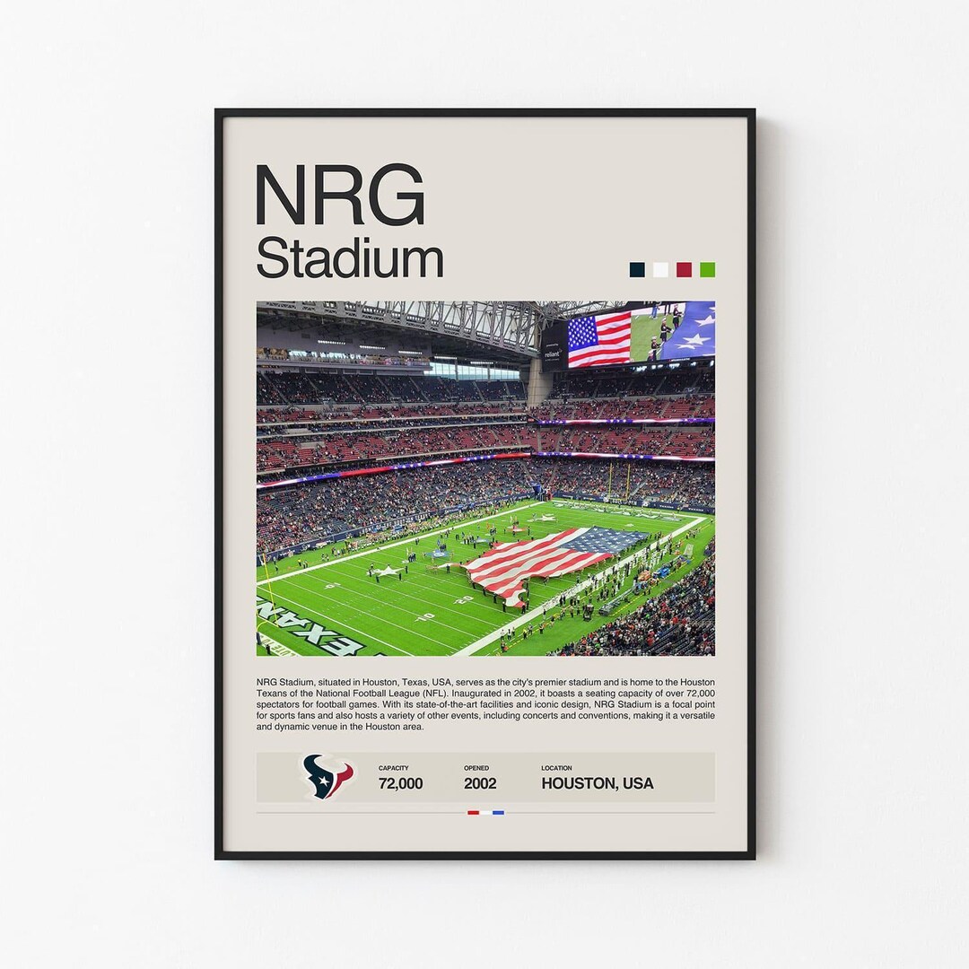 NRG Stadium Poster ,houston Texans Print,mid Century Modern,sports ...