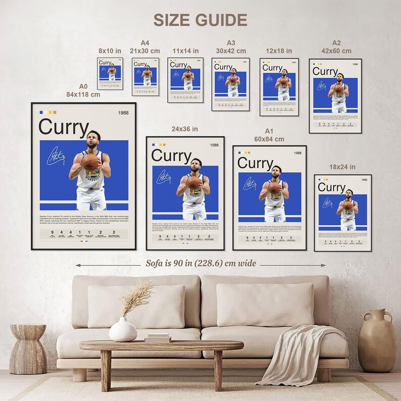 Steph Curry Poster Golden State Warriors,nba Poster, Sports Poster, Mid ...