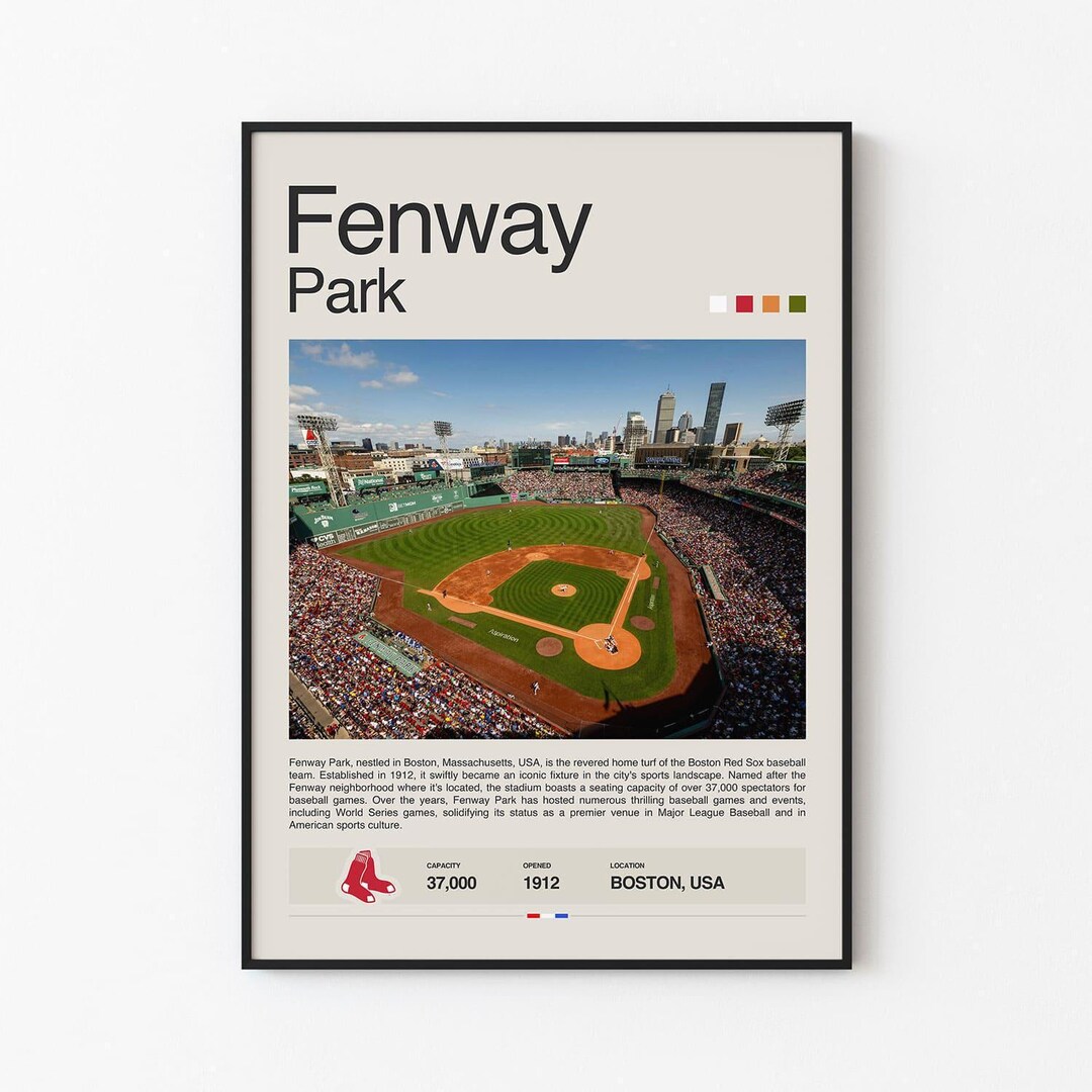 Fenway Park Stadium Poster, Boston Red Sox Poster Print, MLB Stadium ...